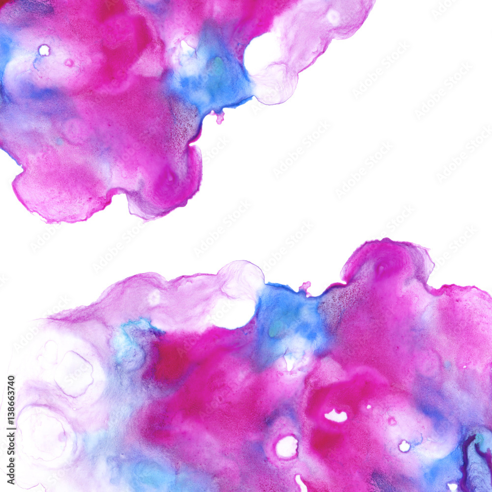 Abstract pink and blue watery frame.Aquatic backdrop.Ink drawing ...