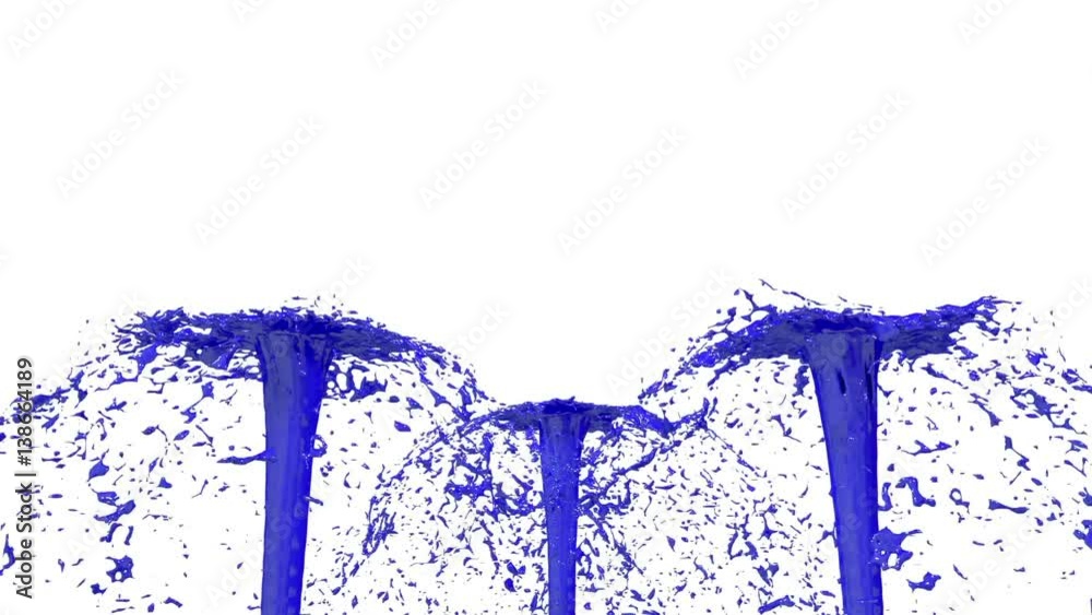 Beautiful fountain spray liquid like blue paint. 3d on white background ...