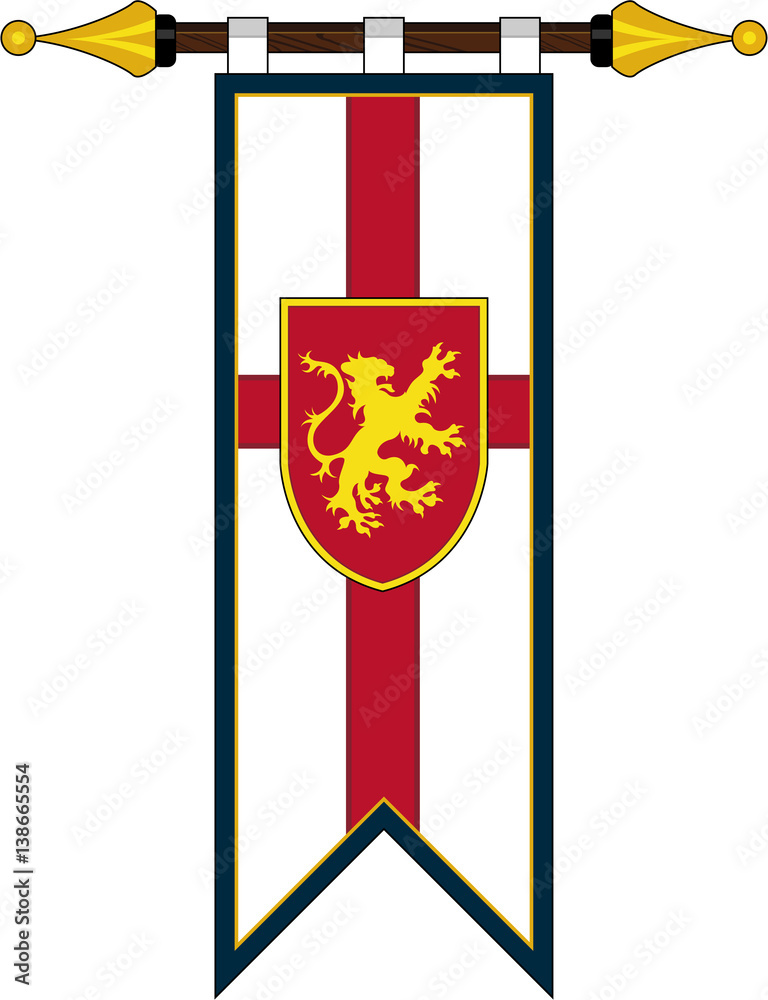 Medieval Heraldic Shield on Banner Flag Stock Vector | Adobe Stock