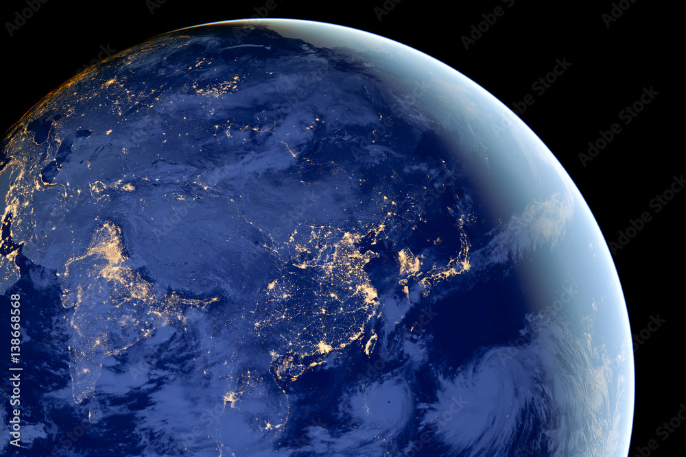 Asia by night - Elements of this image are furnished by NASA Stock-Foto ...