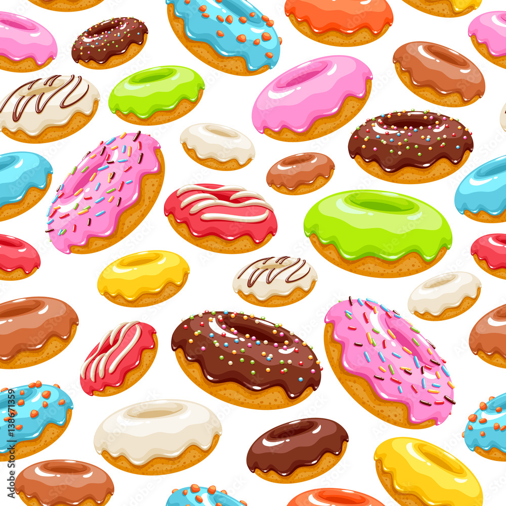 Colorful donuts icons background. Sweet bakery vector. Stock Vector ...