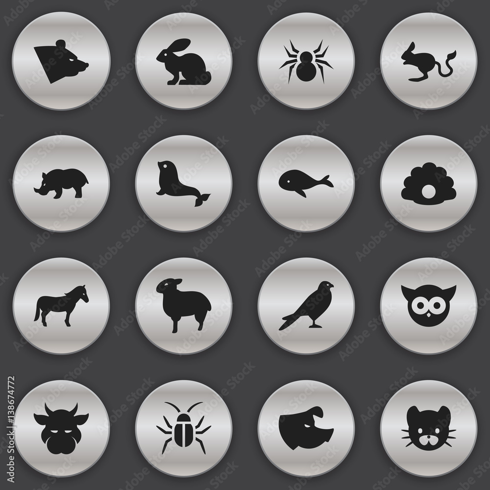 Set Of 16 Editable Zoology Icons. Includes Symbols Such As Cockroach ...