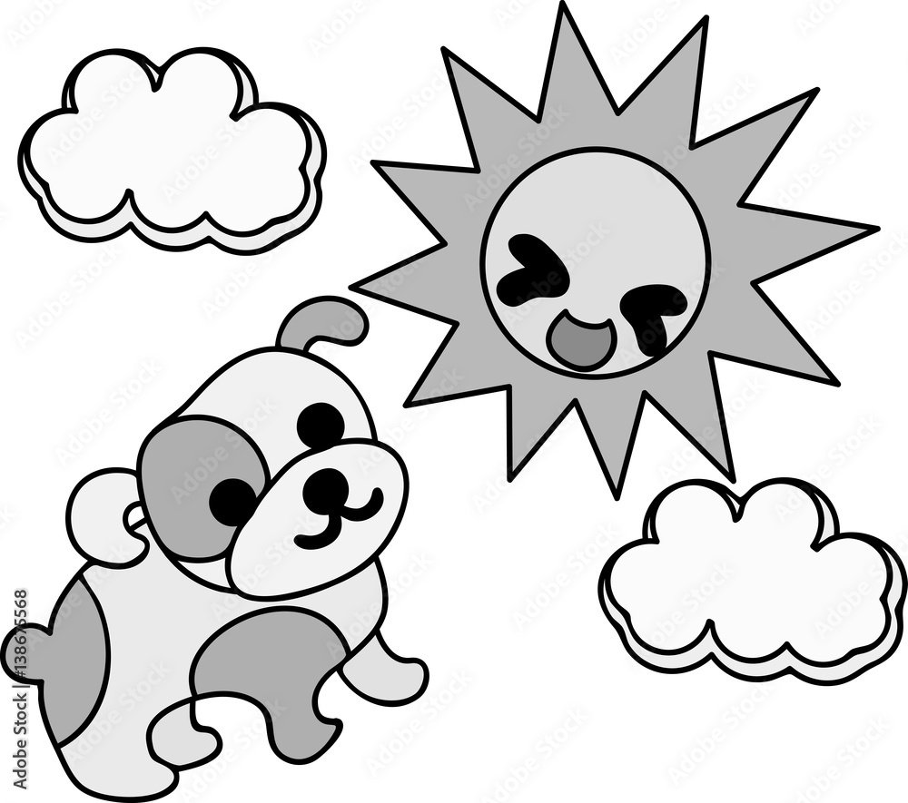 The cute dog and sun Stock Vector | Adobe Stock