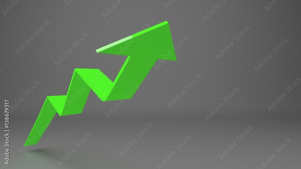 3d green arrow on grey background for use in presentations, education ...