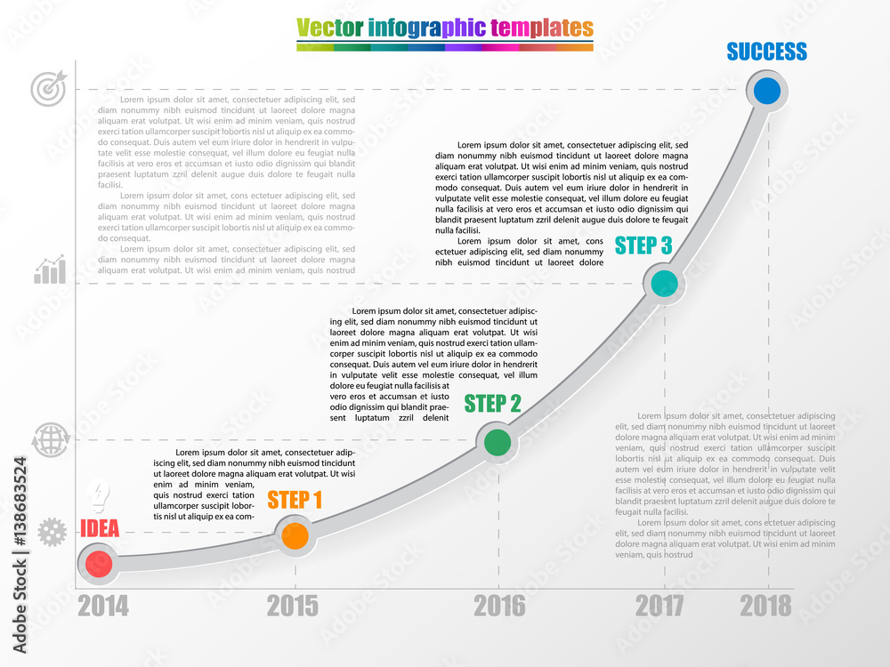 Timeline infographic template with 3 steps, start and finish option ...