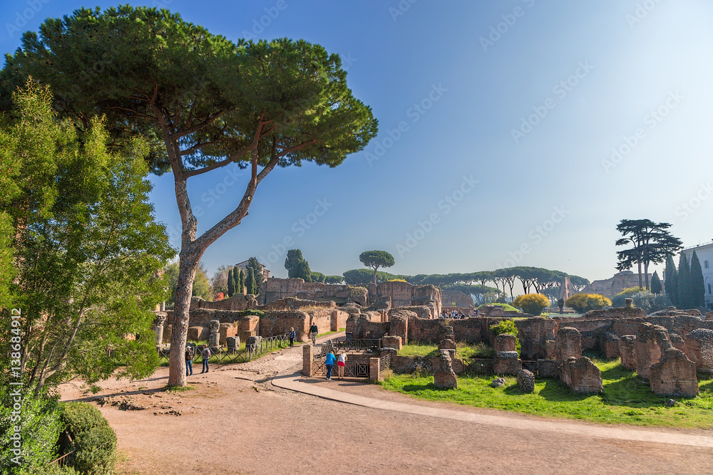 Foto de Rome, Italy. Hill Palatine: archaeological zone with ancient ...