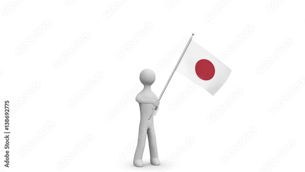 Japan waving flag. 3d Man holding and waving Japanese flag on ...