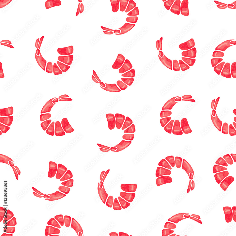 Seamless shrimp pattern. Vector seafood background. Stock Vector ...