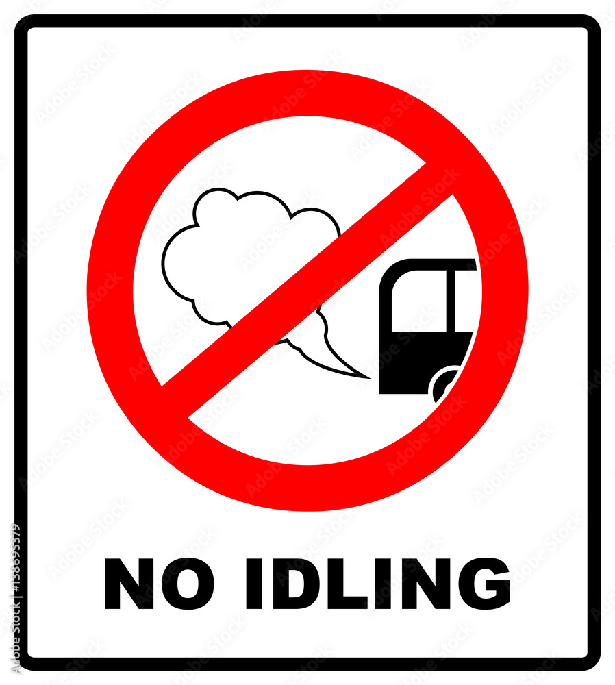 No idling or idle reduction sign on white background. vector ...