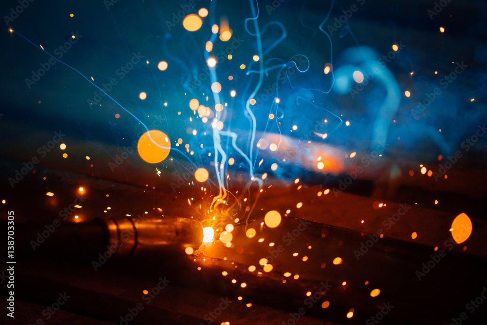 artistic welding sparks light, industrial background Stock Photo ...