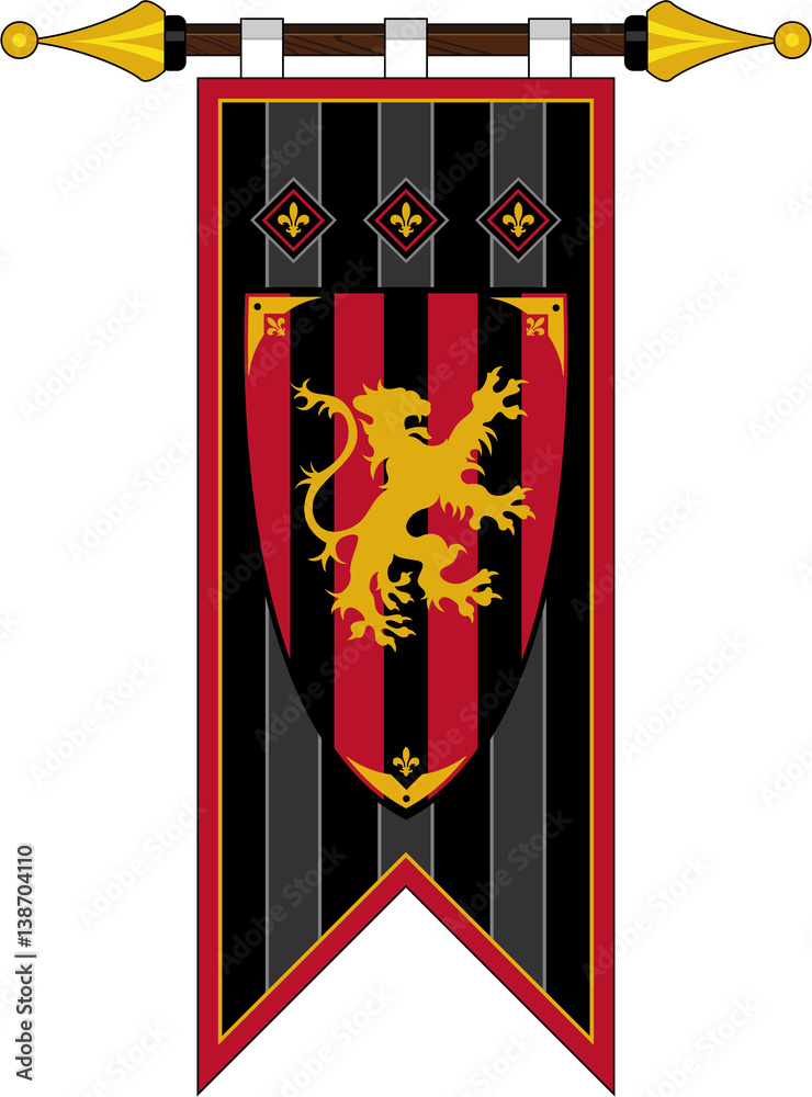 Medieval Shield on Banner Flag Stock Vector | Adobe Stock