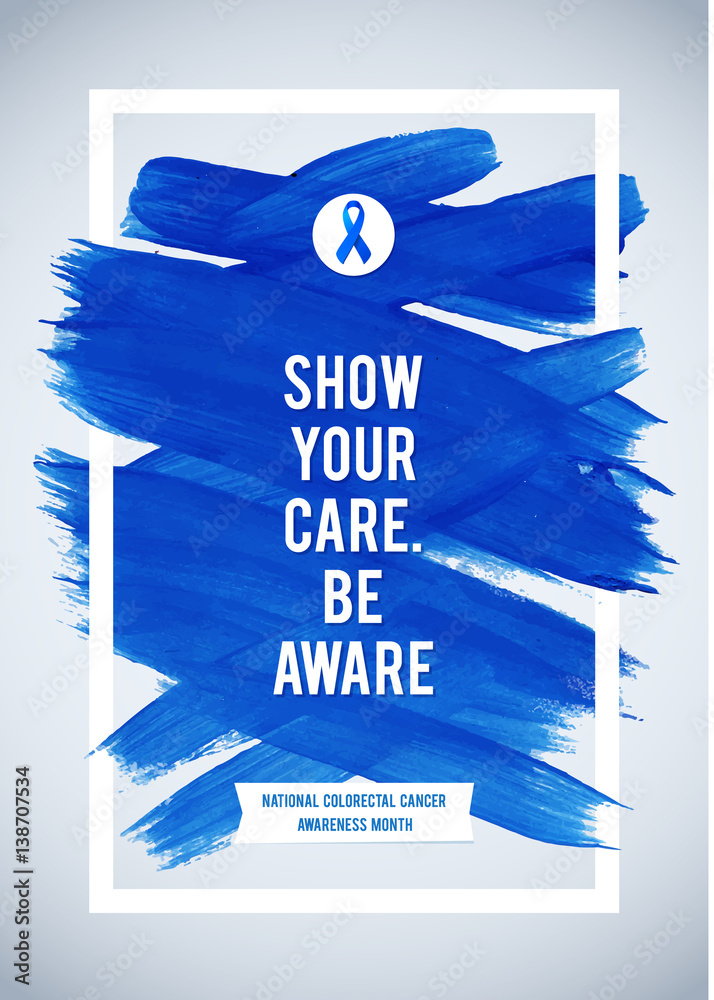 CLORECTAL Cancer Awareness Creative Grey and Blue Poster. Brush Stroke ...