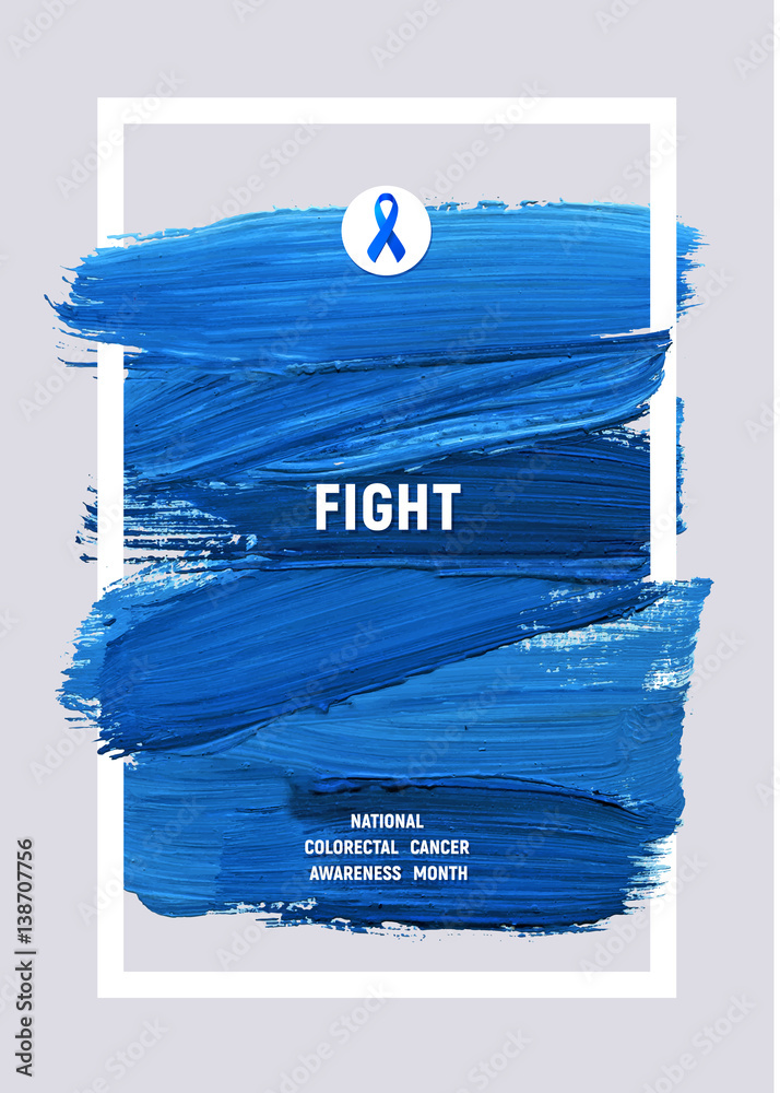 COLORECTAL Cancer Awareness Creative Grey and Blue Poster. Brush Stroke ...