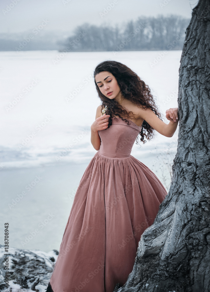 Girl posing with a stern look on camera. Red dress. Stock-Foto | Adobe ...