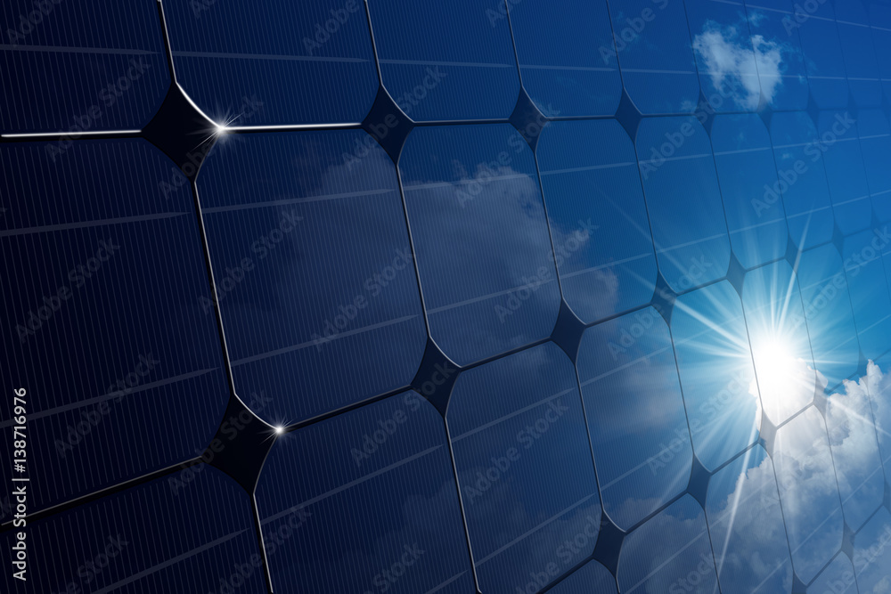Close-up of a Solar Panel with Sun Rays Stock-Illustration | Adobe Stock