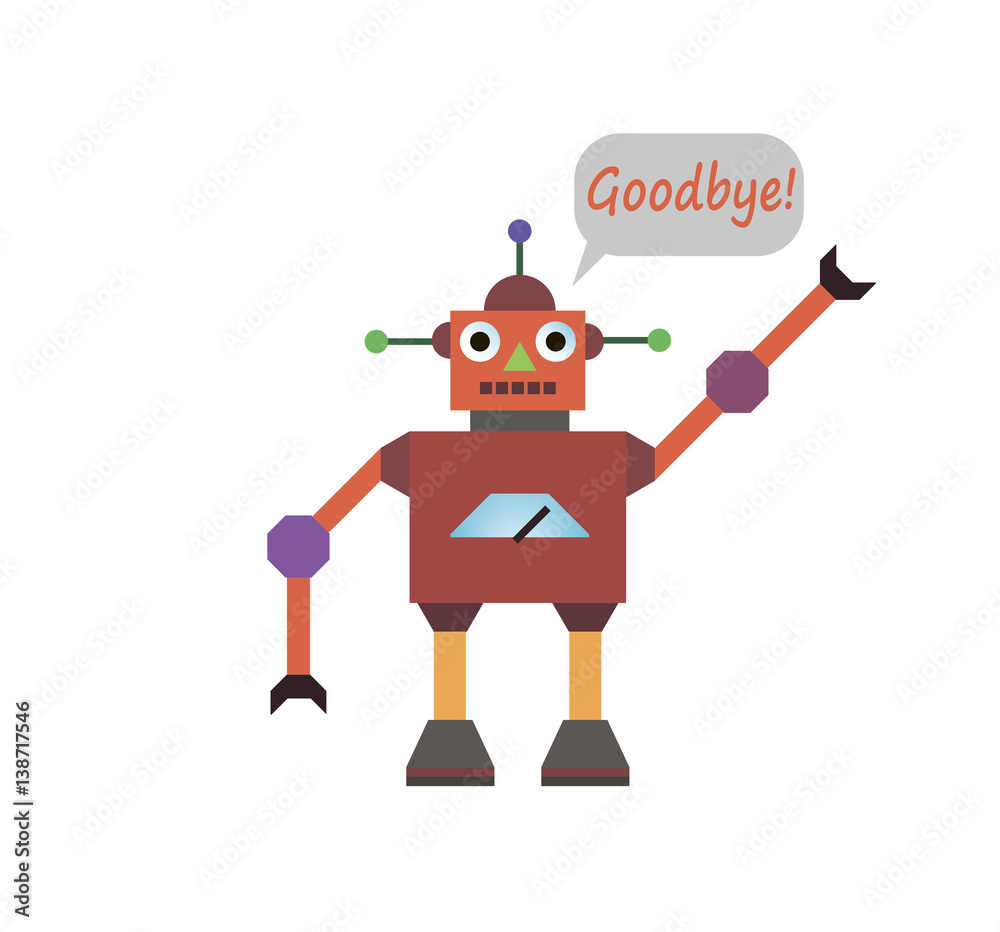 Robot with text Goodbye! Stock Vector | Adobe Stock