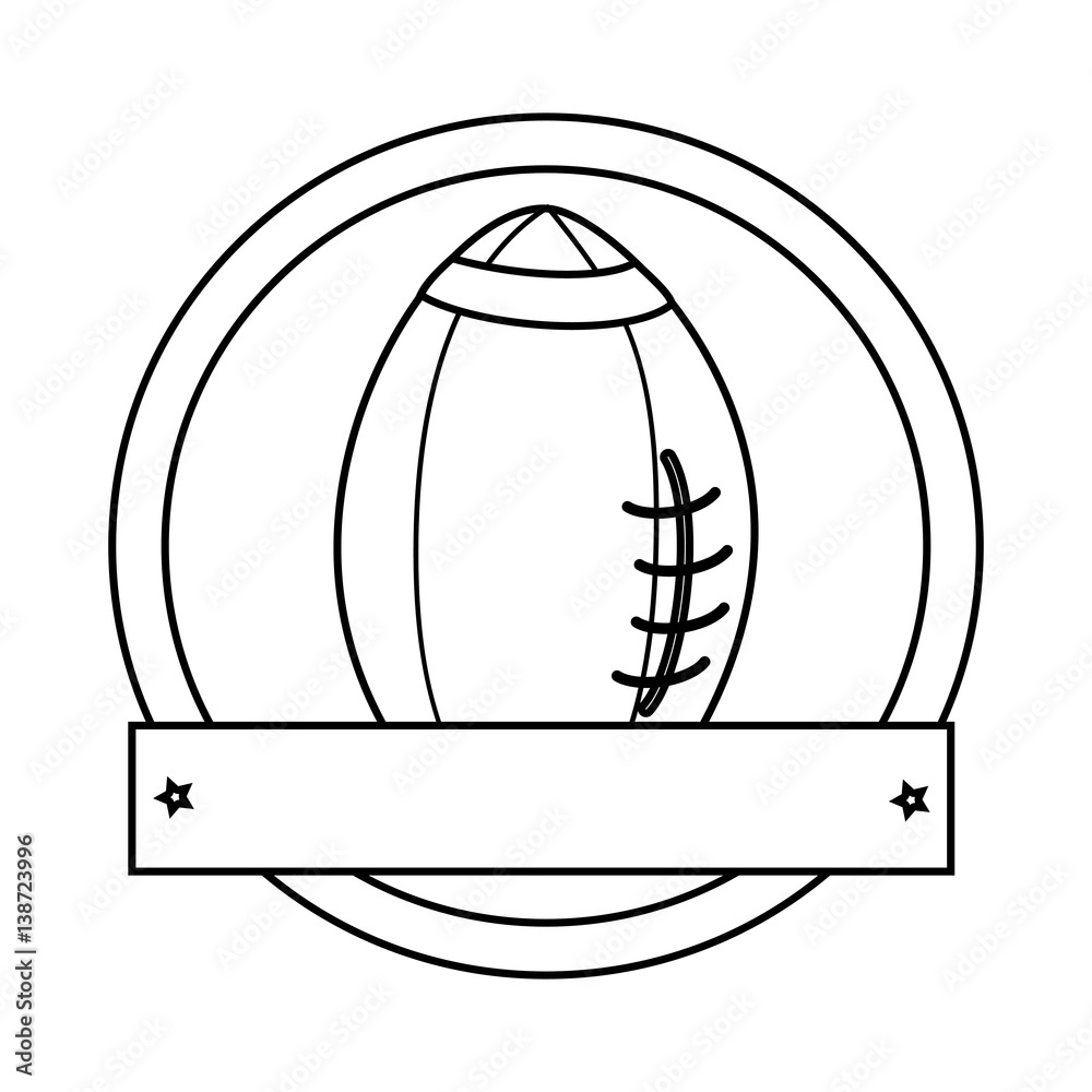 silhouette circular border with football ball and plaque vector ...