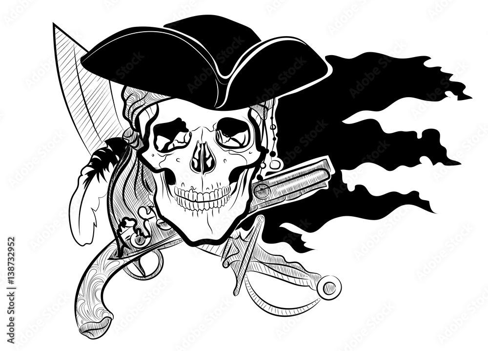 Skull And Sword Pirate Tattoo