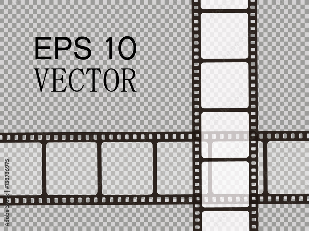 Set of vector film strip isolated on transparent background. Stock ...