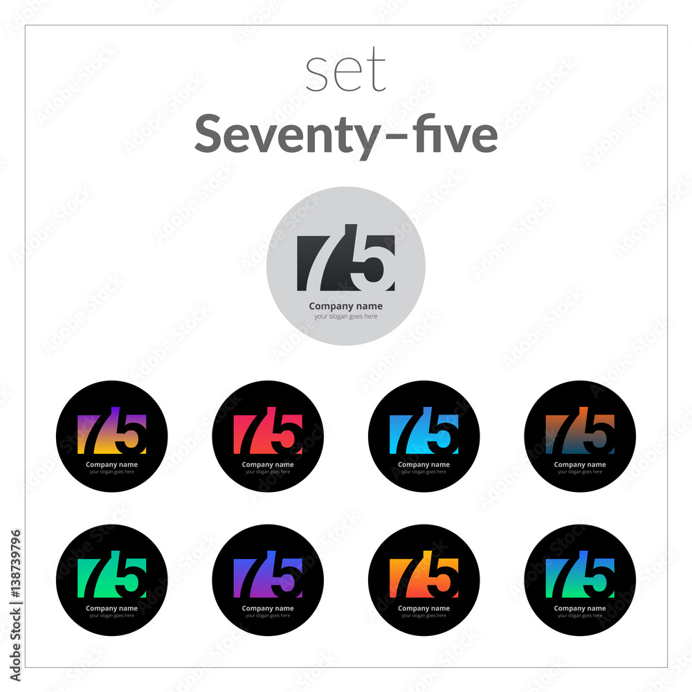 75 logo icon flat and vector set design template. Monogram seven and ...