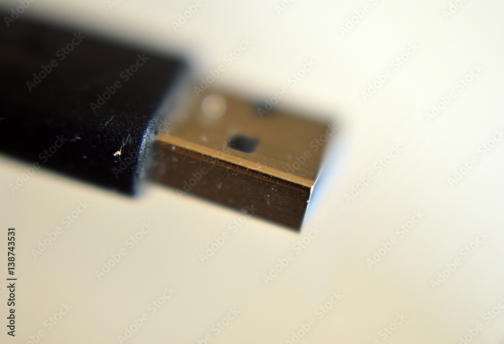 USB connector type A closeup on a blured background. Stock Photo ...