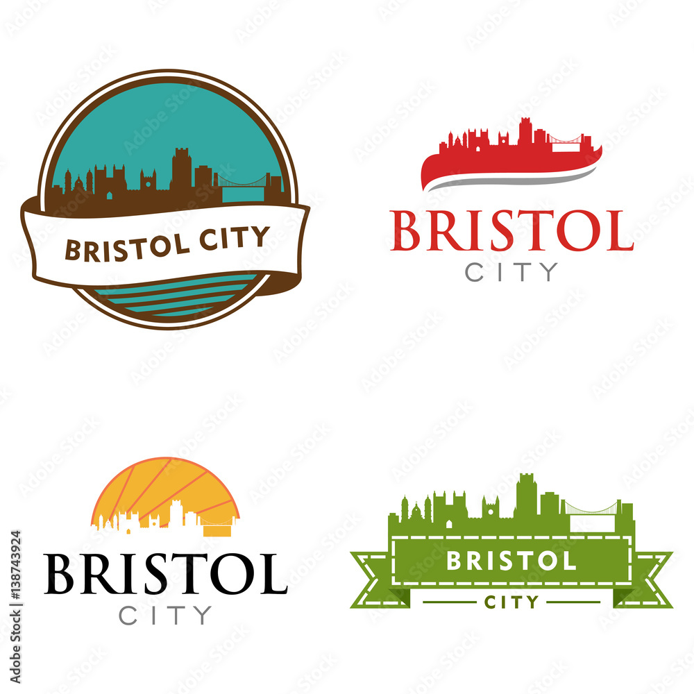 Bristol City England Landscape Cityscape Skyline Silhouette Logo Stock ...