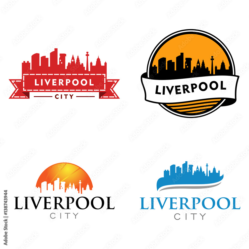 Liverpool City England Landscape Cityscape Skyline Silhouette Logo ...
