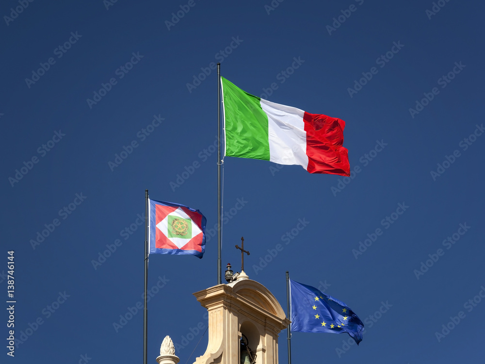 Italian flag waving in the sun Stock Photo | Adobe Stock