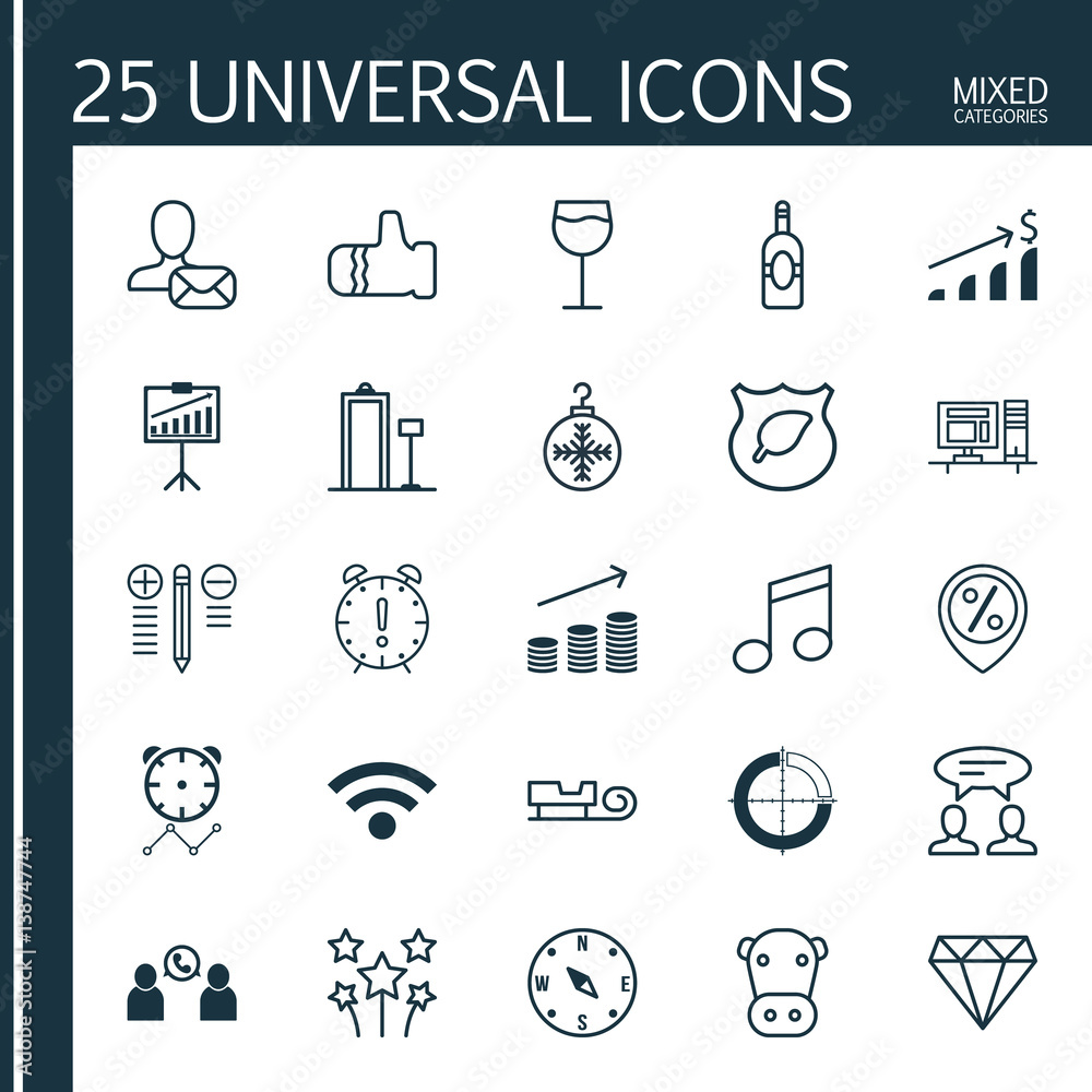 Set Of 25 Universal Editable Icons. Can Be Used For Web, Mobile And App ...