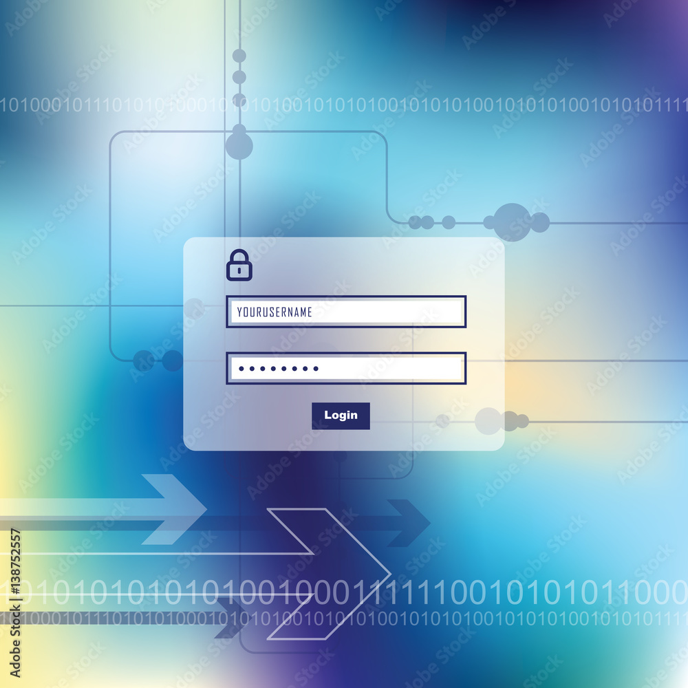 Login security window. Username Password background. Template. Stock ...