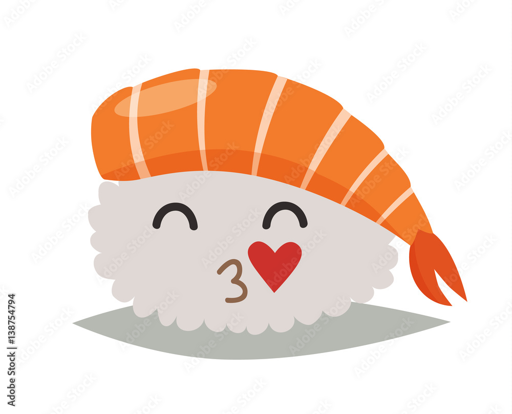 Sashimi in love emoji vector illustration. Cute sushi emoticon icon ...
