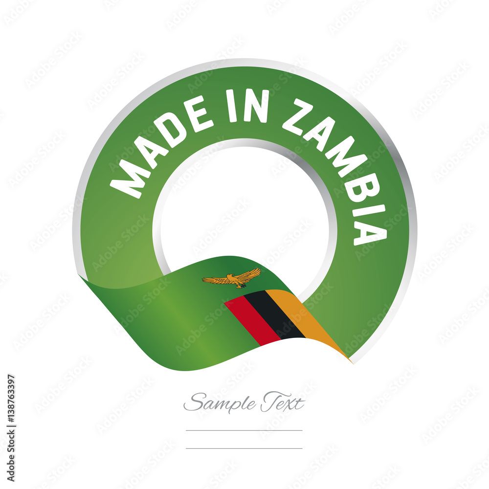 Made in Zambia flag green color label logo icon Stock Vector | Adobe Stock