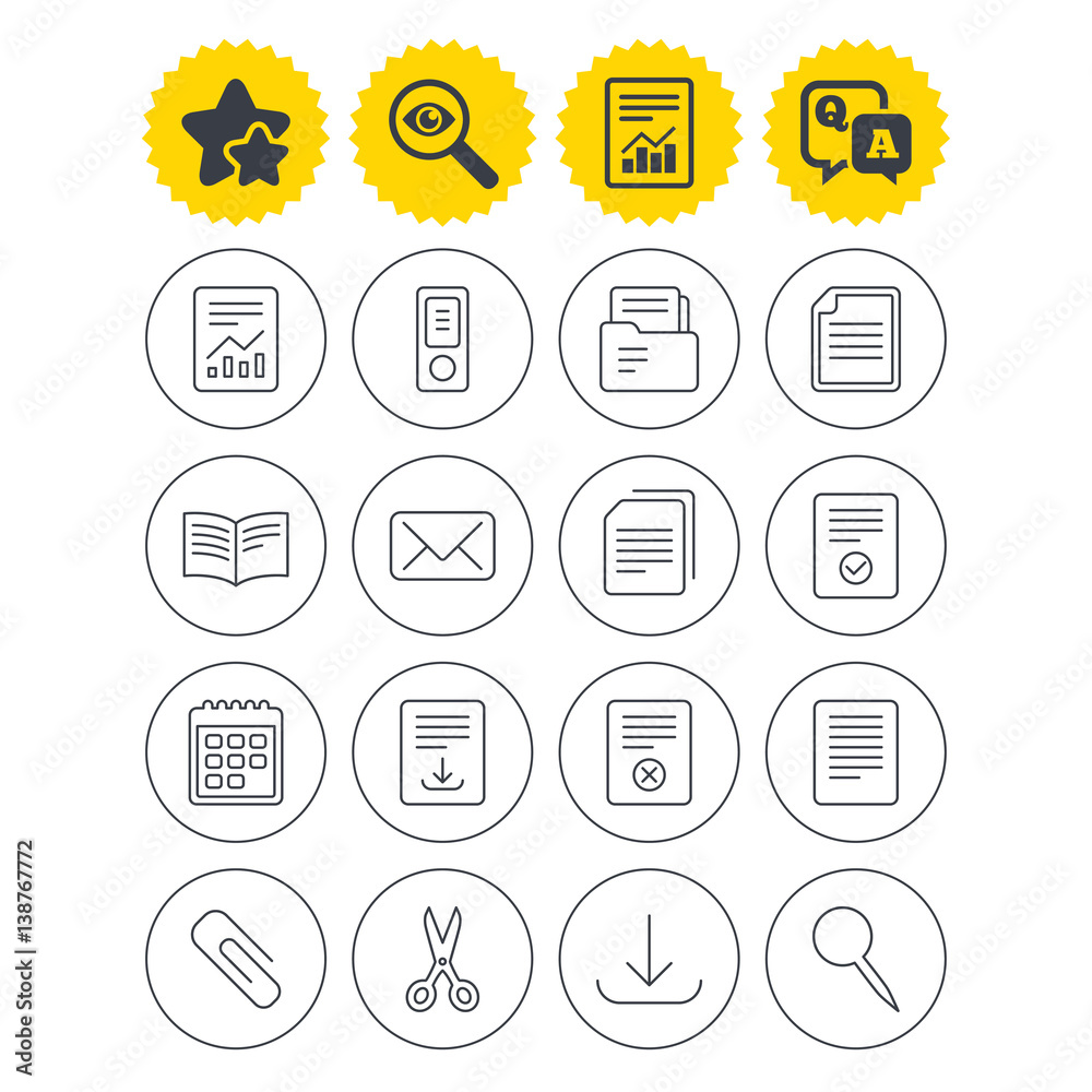 Documents linear icons. Accounting, book. Stock Vector | Adobe Stock