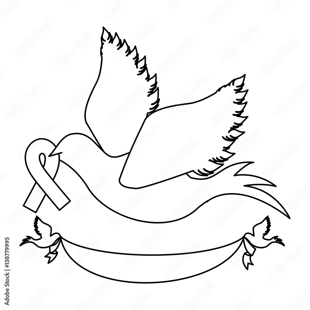 Dove With Ribbon Drawing