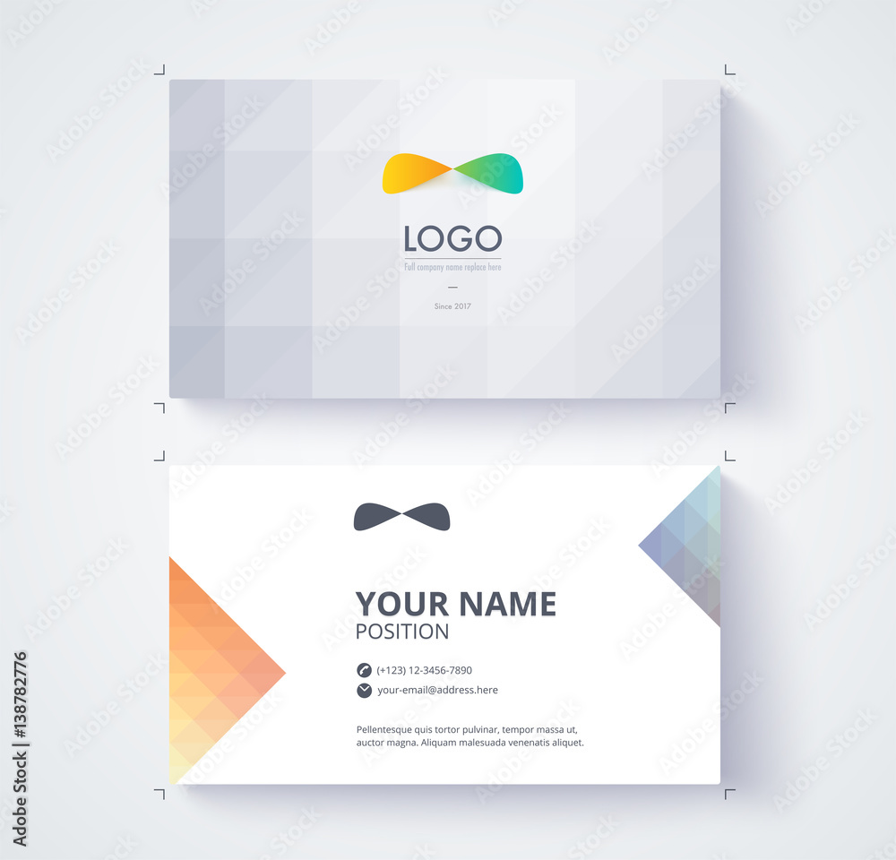 Business card template. Example logo and text position. vector ...