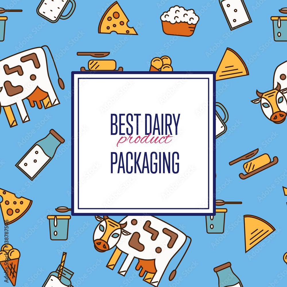Best dairy product seamless pattern for packaging with different dairy ...