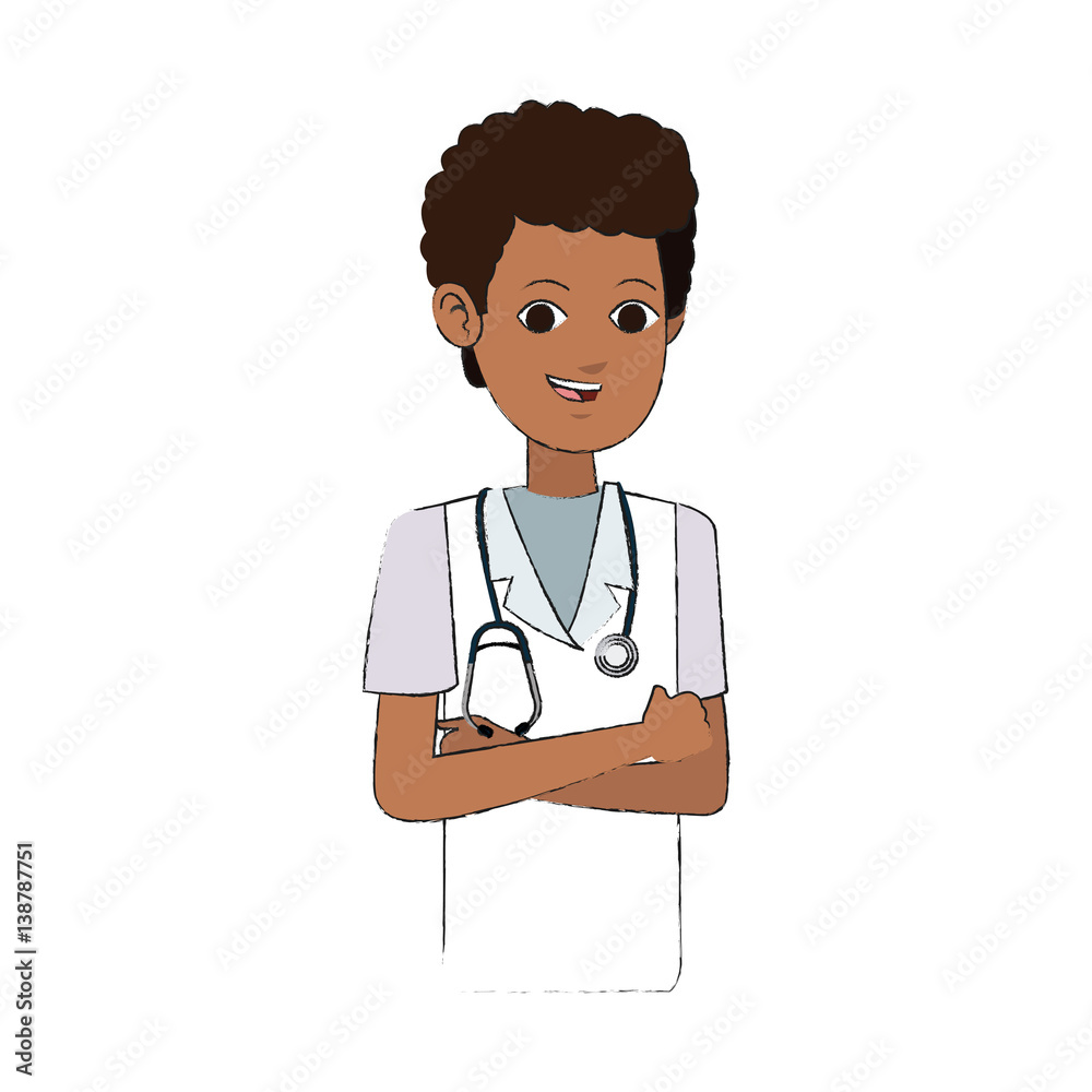 medical doctor cartoon icon over white background. colorful design ...