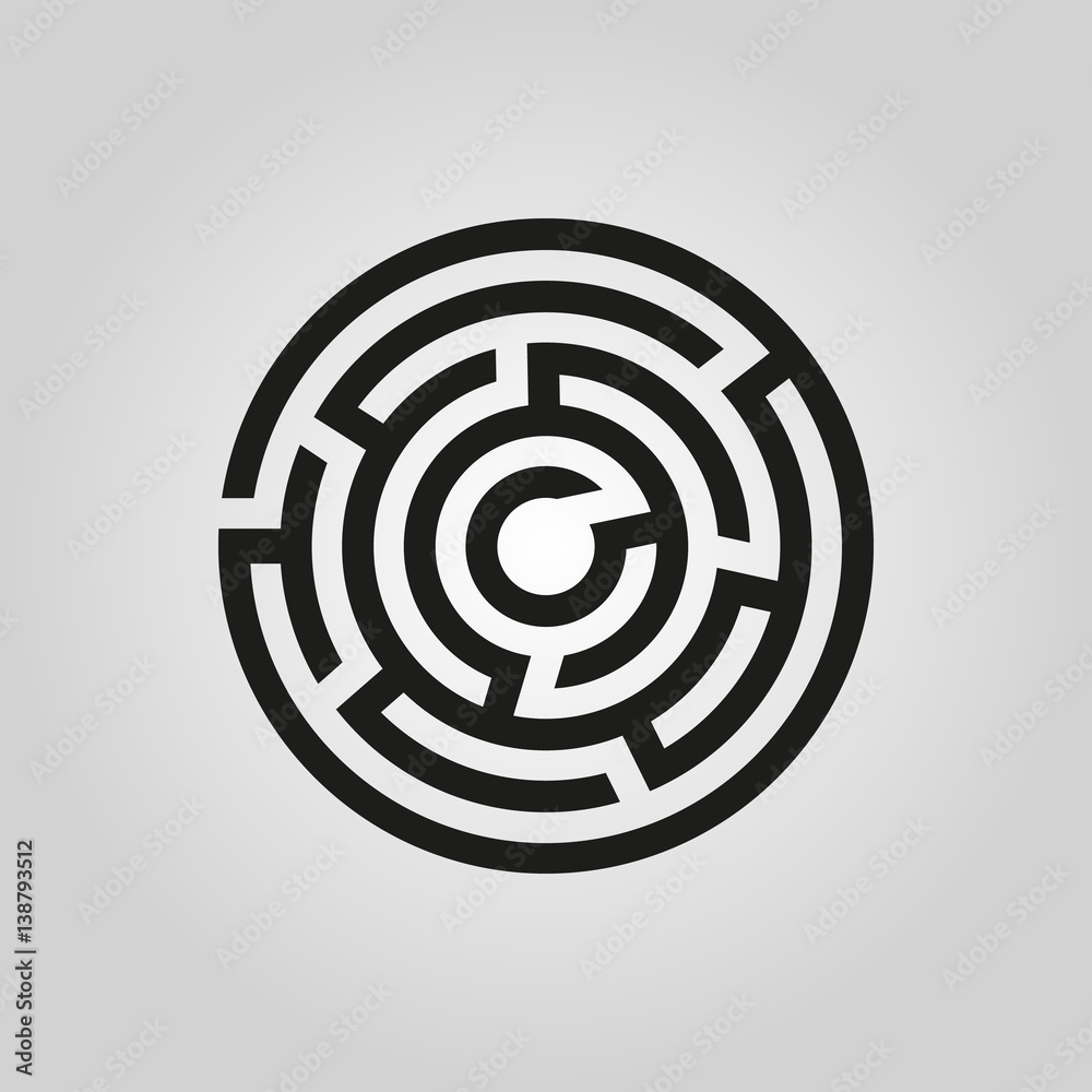 Labyrinth icon. Maze and intricacy, confuse symbol. Flat design. Stock ...