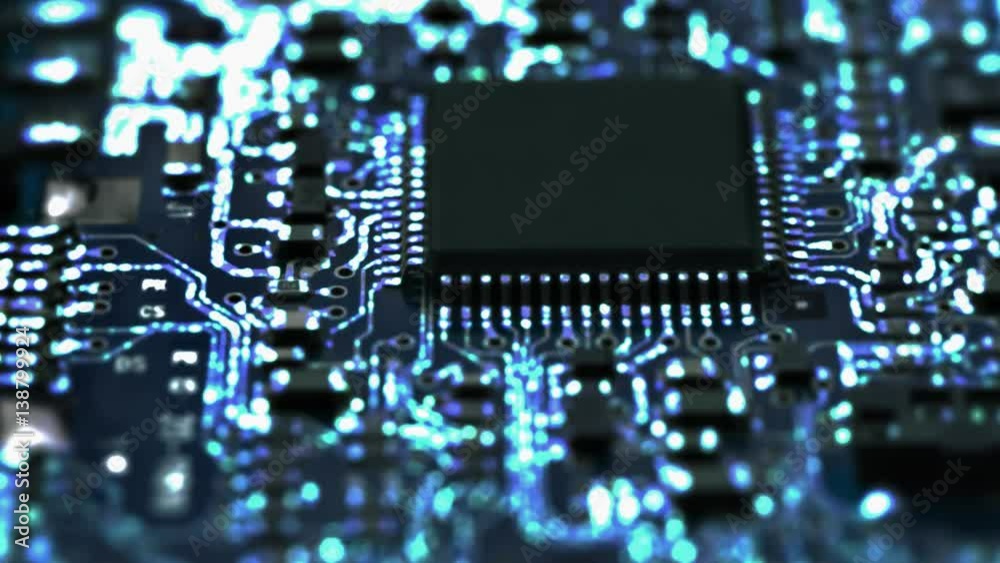 Circuit Board / Processor Chips / Data Streams. Macro tracking over ...
