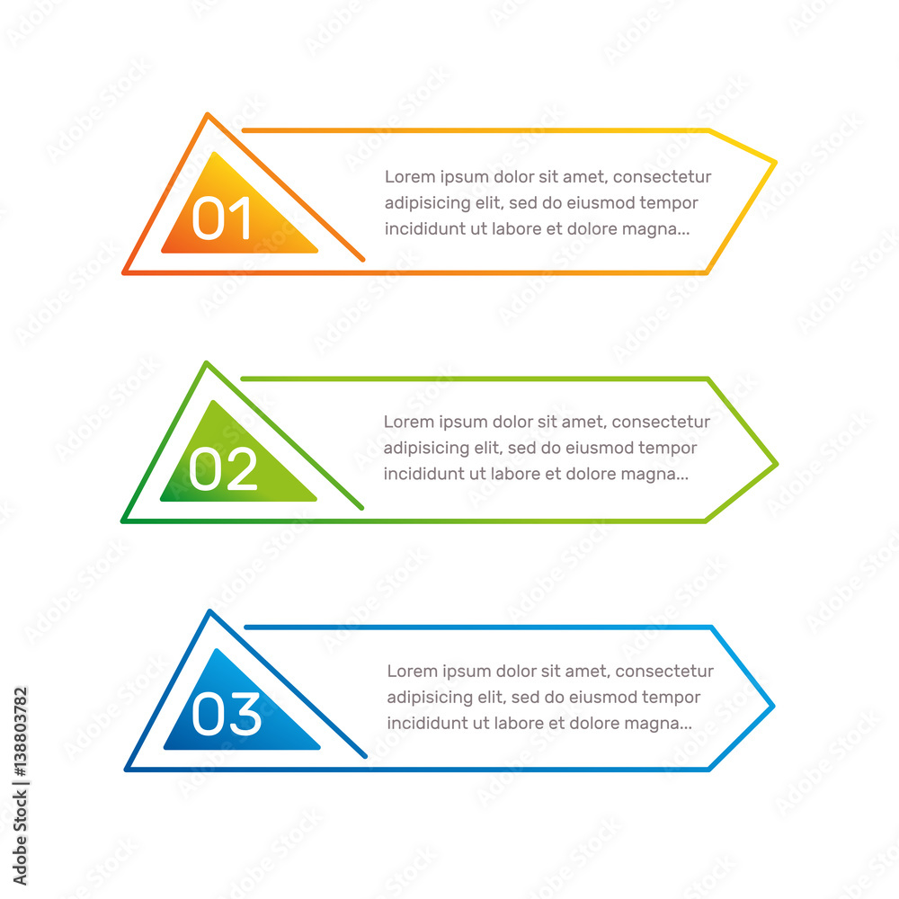 Infographic triangular shape colorful numbers from 1 to 3 and text ...
