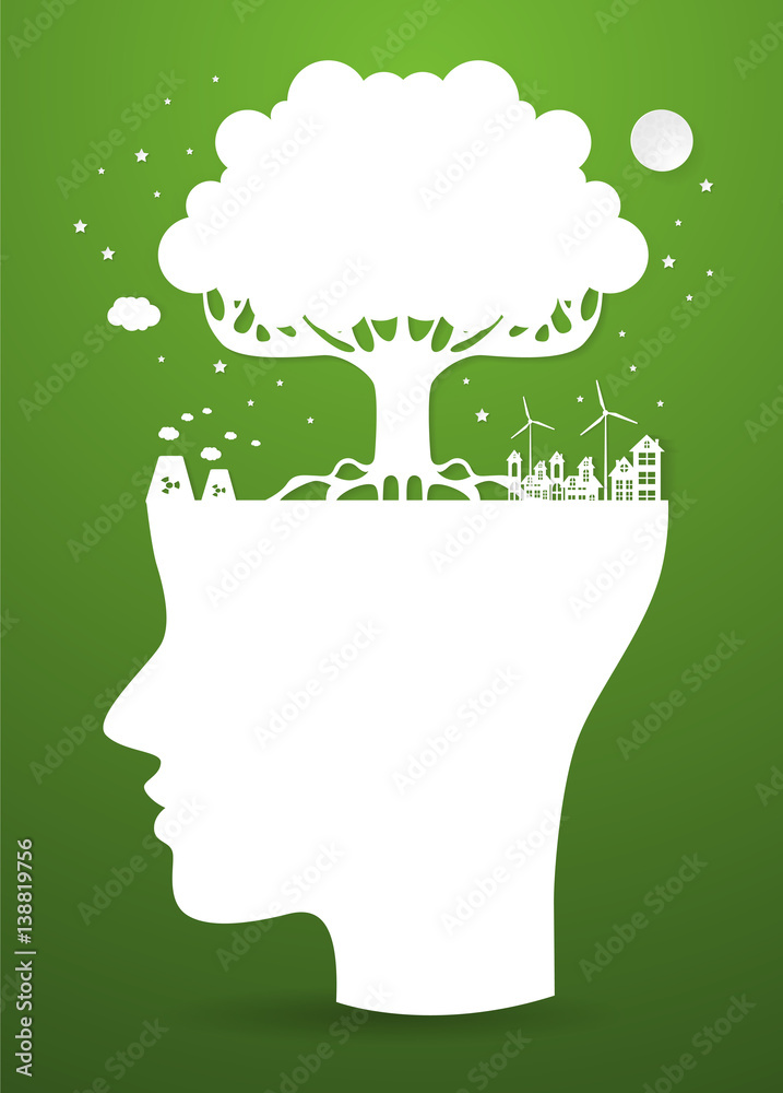human head and tree shape look like a brain, ecology concept Stock ...