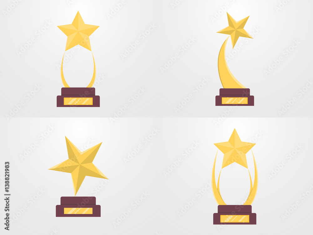 Gold Star Award Trophy Set Stock Vector | Adobe Stock