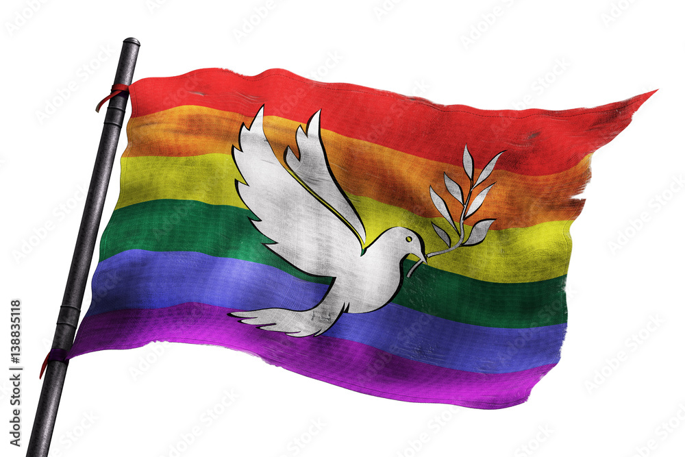 Drapeau symbole de paix, colombe tenant un rameau d'olivier Stock ...