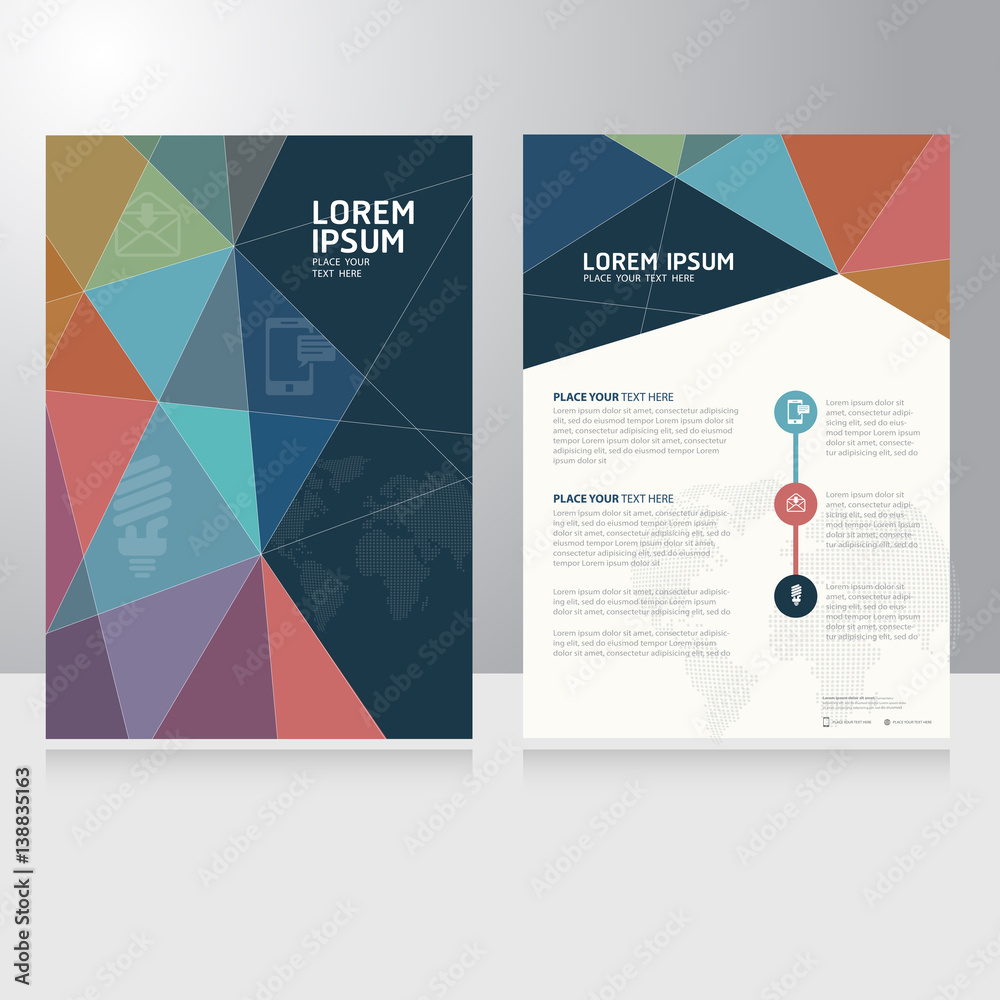 Vector internet communication world map Brochure Flyer design template ...