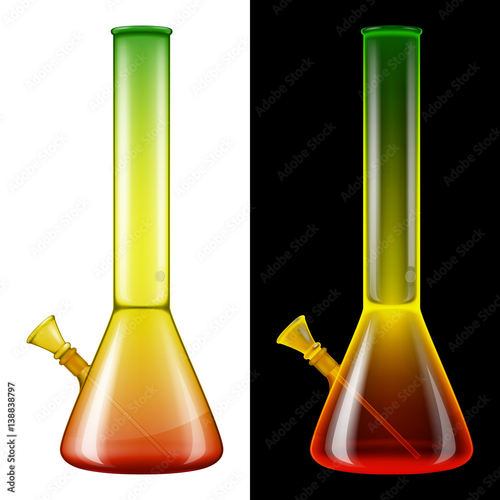 Glass bong in rasta colors. Vector illustration with smart ...