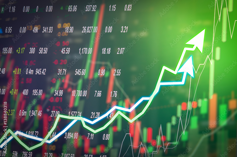 Stock market digital graph chart on LED display concept. A large ...