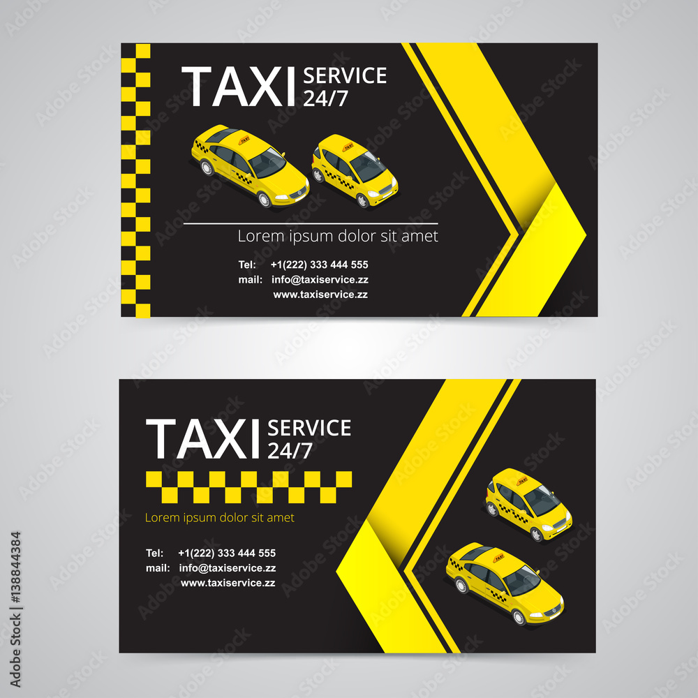 Taxi card for taxi-drivers. Taxi service. Vector business card template ...