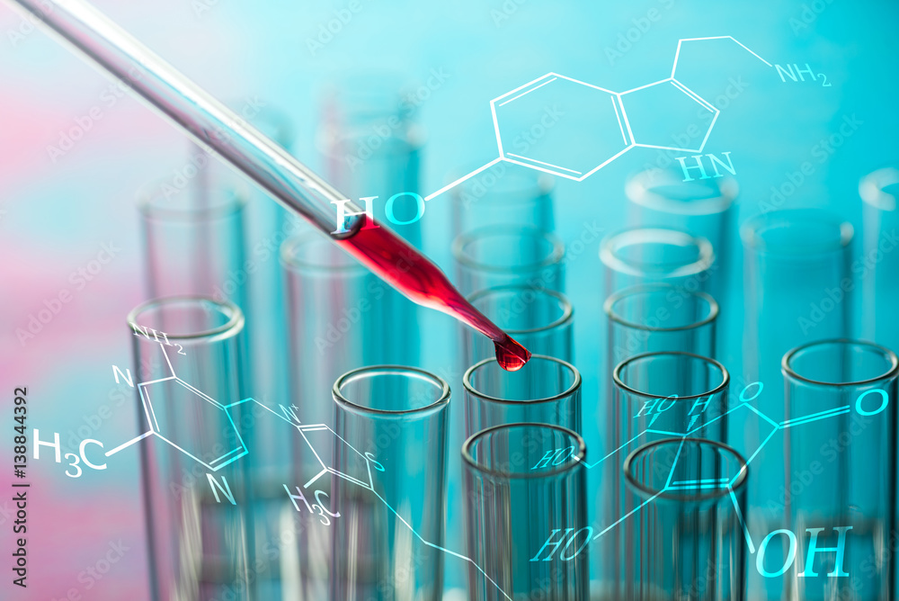 science laboratory test tubes with chemical formular , science ...