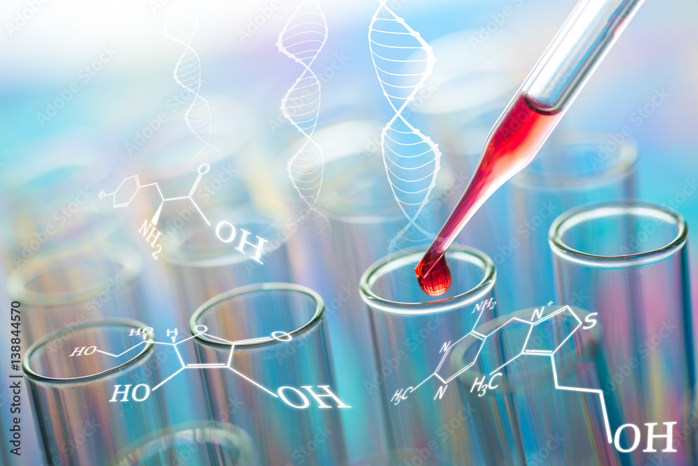 science laboratory test tubes with chemical formular , science ...