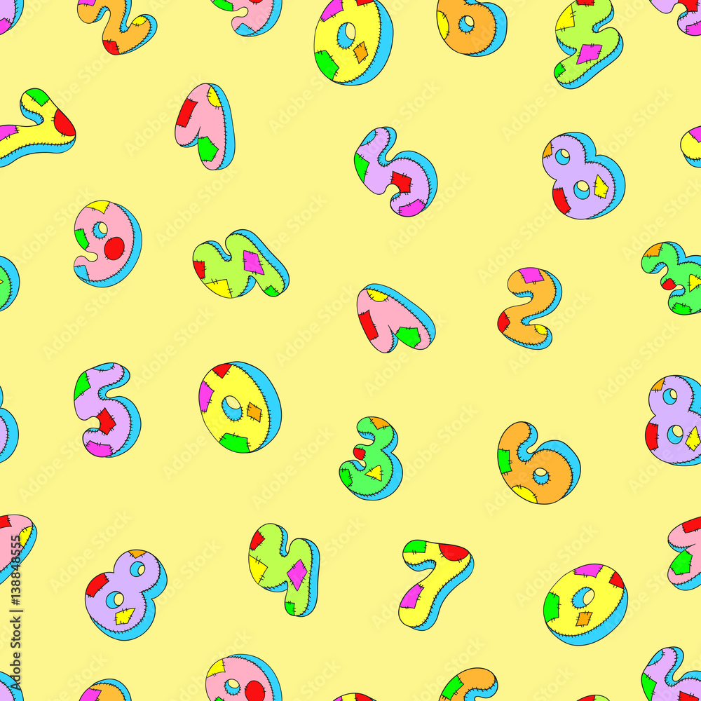 Seamless model number. Colored numbers on a yellow background. Vector ...